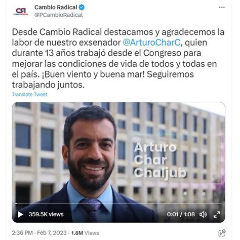 Cambio Radical Rindió Homenaje A Arturo Char Luego De Su Renuncia Al
