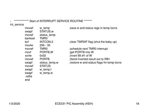 Ppt Programming The Pic16f877 In Pic Mpasm Assembly Language