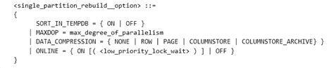 Alter Index Rebuild Partition Help SQL Server