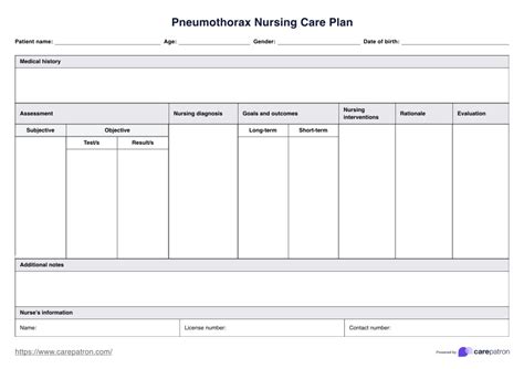 Pneumothorax Nursing Care Plan