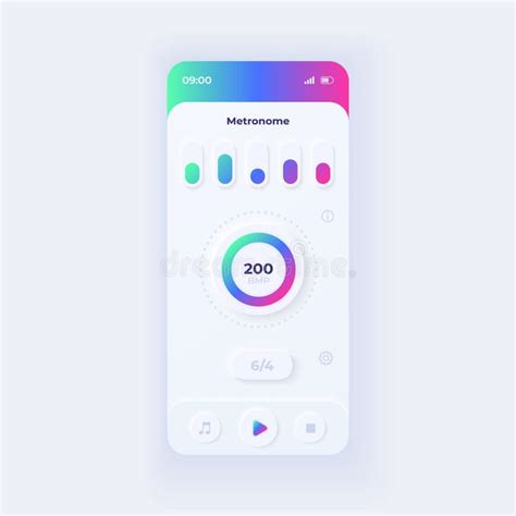 Metronome Application Smartphone Interface Vector Template Mobile App