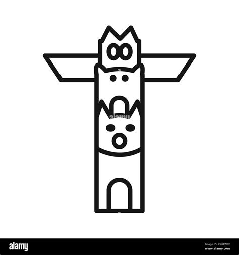 Totem Icon Black Line Art Vector In Black And White Outline Set
