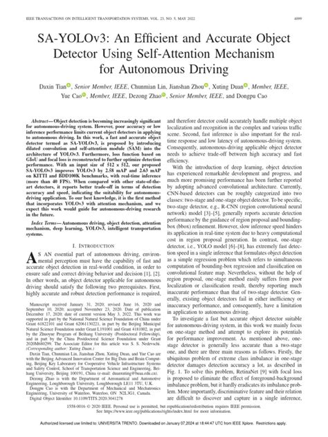Self Attention Yolov3 Pdf Applied Mathematics Computing