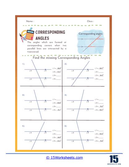 Corresponding Angles Worksheets 15