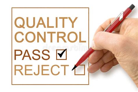 Quality Control Concept With Hand Writing Pass Certification Stock