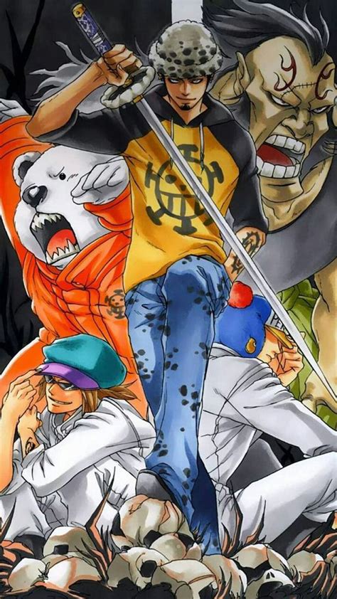 The Heart Pirates Anime Characters With Swords Law And Bepo Wallpaper