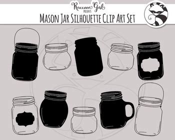 Mason Jar Silhouette Clip Art Set By Raccoongirl Design Tpt
