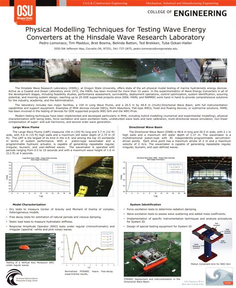 Pdf Physical Modelling Techniques For Testing Wave Energy Converters At The Hinsdale Wave