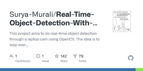 Real Time Object Detection With Opencvlicense At Master · Surya Murali