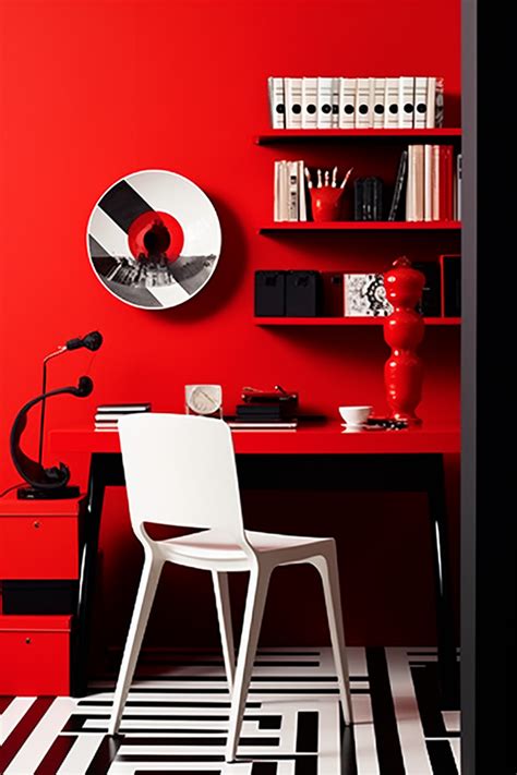 빨간 침실에 있는 책상 의자와 책장 배경 배경 화면 및 일러스트 무료 다운로드 Pngtree