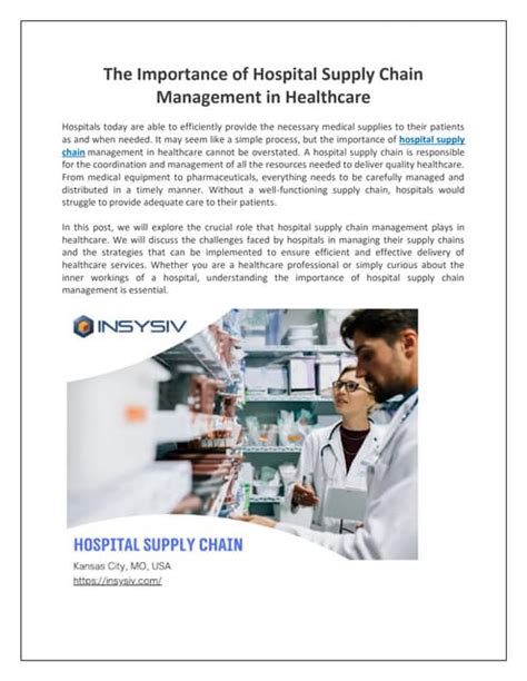 Healthcare Logistics Optimizing The Supply Chain For Better Patient