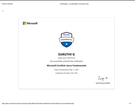 Successfully Completed Microsoft Certified Azure Fundamentals Suruthi G