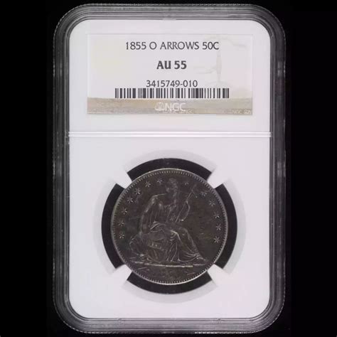 1855-O Half Dollars Liberty Seated NGC AU-55 O - Hertel's Coins Inc.