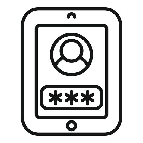 Tablet Password Icon Outline Vector Data Privacy 14865788 Vector Art