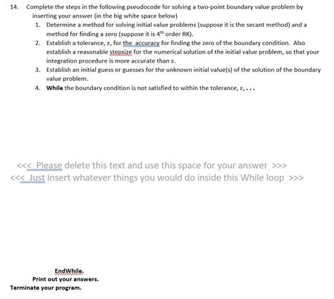 Complete The Steps In The Following Pseudocode Chegg