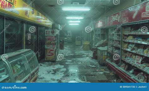 Abandoned Grocery Store In Disarray Stock Illustration Illustration