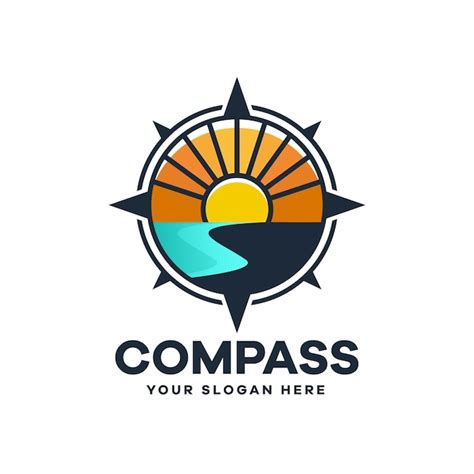 Ocean Compass Logo Premium Vector
