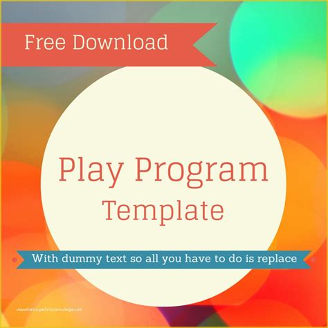 Free School Play Program Template Of Free Play Program Template For Use