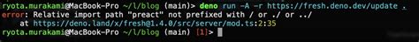 Cant Update To Fresh 14 Error Relative Import Path Preact Not