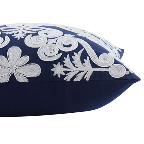 Indigo Collection Lucia Hand Embroidered Swirl Cushion Daals