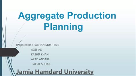 Aggregate Production Planning Pptx