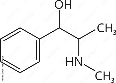 Pseudoephedrine Drug Molecule Formula And Chemical Structure Vector