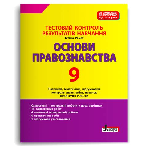Основи правознавства 9 клас Тестовий контроль результатів навчання