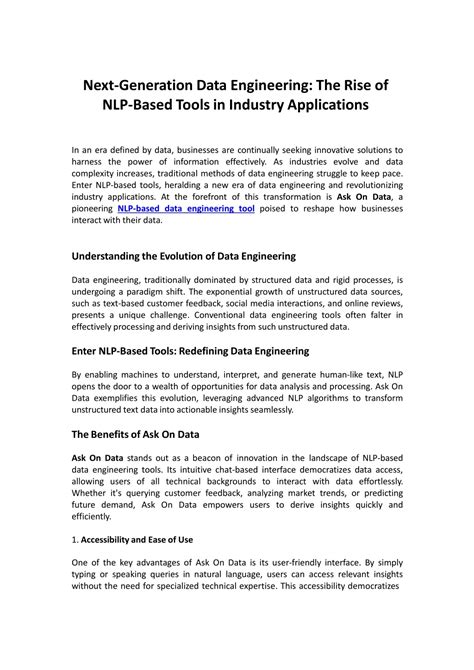 Ppt Nlp Based Data Engineeringtools In Industry Applications Powerpoint Presentation Id13017916