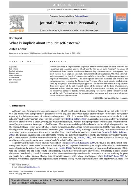 PDF What Is Implicit About Implicit Self Esteem