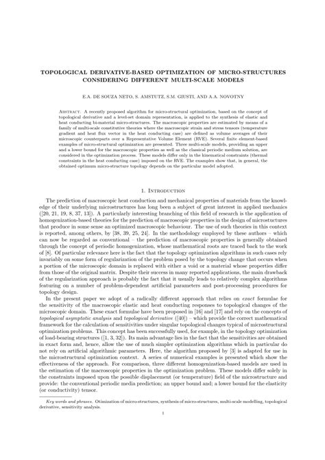Pdf Topological Derivative Based Optimization Of Micro Structures Considering Different Multi