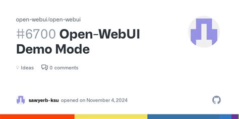 Open Webui Demo Mode · Open Webui Open Webui · Discussion 6700 · Github