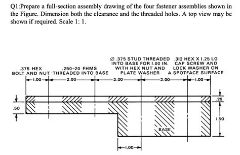 solved q1 prepare a full section assembly drawing of the