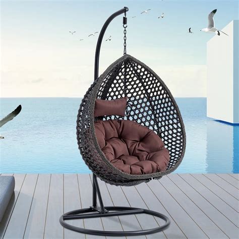 Sudica Egg Swing Chair With Stand Rattan Wicker Cushioned Garden