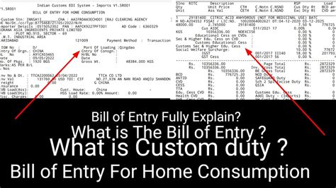 What Is Bill Of Entry In Import Full Explain Bill Entry Calculation