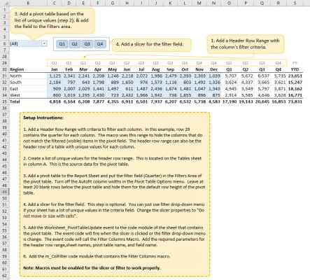 Hide Unhide Filter Columns With A Slicer Or Filter Drop Down Menu Excel Campus