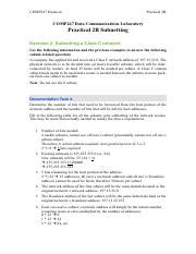 Practical 2B Subnetting Solution Pdf COMP247 Practical Practical 2B COMP247 Data