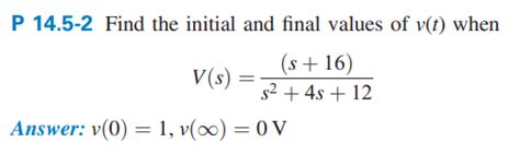 Solved P 145 2 Find The Initial And Final Values Of Vt
