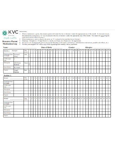 Free 10 Medication Log Samples In Pdf