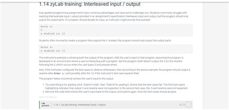 solved 1 14 zylab training interleaved input output