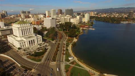 Oakland California Downtown City Skyline Lake Stock Footage Video 100