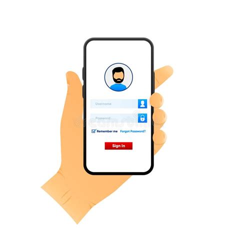 Smartphone With Login Form And Password Page Form On Screen Account