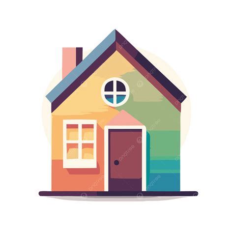 벡터 집 아이콘 벡터 심플하고 모던한 평면 디자인 흰색 배경에 평평한 집의 단순한 다채로운 아이콘 그림자 없음 Png 일러스트 및 벡터 에 대한 무료 다운로드