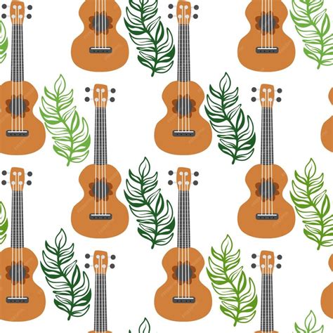 Premium Vector Ukulele Seamless Pattern Ukulele Pattern With Monstera