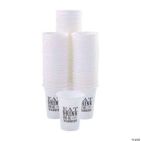 Bulk 200 Ct Eat Drink And Be Married White Plastic Cups Oriental Trading