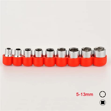 육각 소켓 렌치 헤드 14 인치 635mm 드라이브 메트릭 6 포인트 육각 소켓 세트 너트 드라이버 고무 홀더 9 개