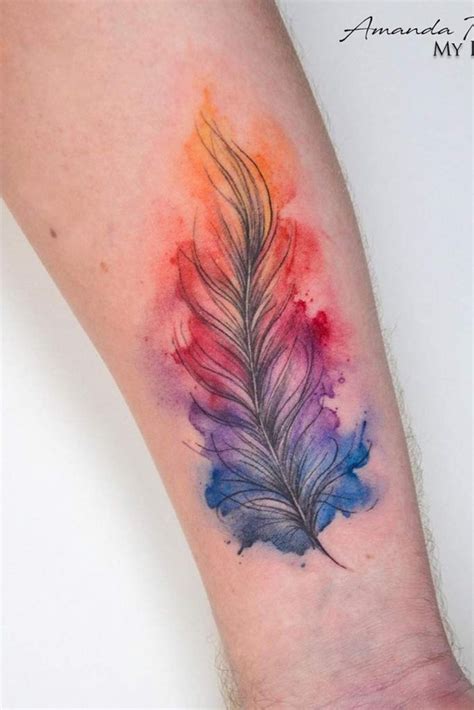 Watercolor Tattoo Feather