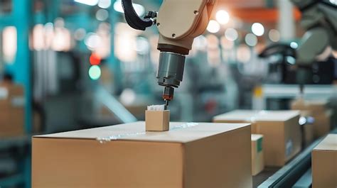 Premium Photo Robotic Arm Placing Fragile Items Into Shipping Container With Precision