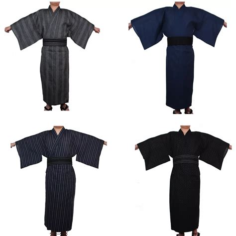Japanese Traditional Samurai Kimono For Men Yukata Bathing Robe Hekoobi