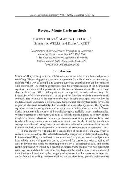 Pdf Reverse Monte Carlo Methods Ccp14webstatsccp14acukccpweb Mirrorscrushastaffdove