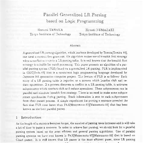 Parallel Generalized Lr Parsing Based On Logic Programming Acl Anthology